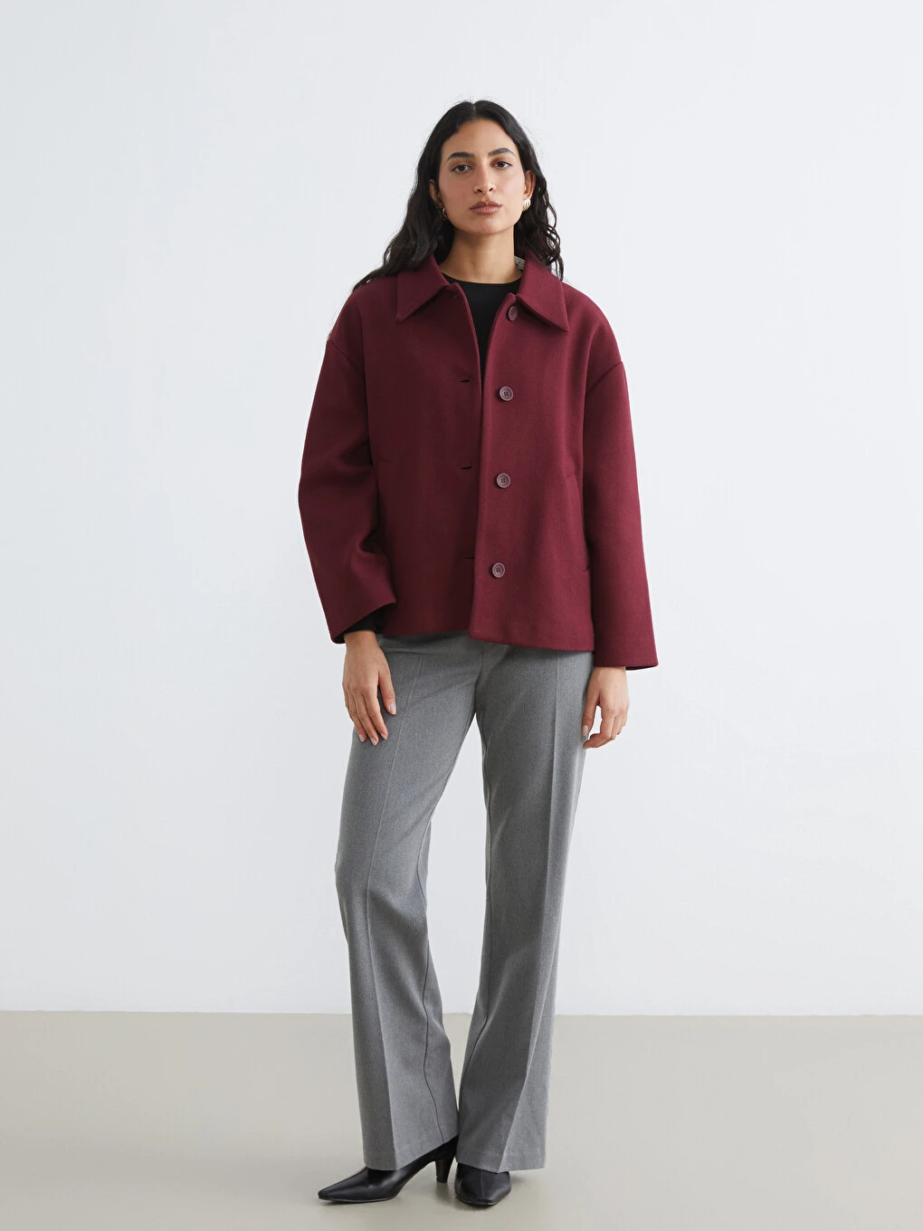 LCW Modest Kaput Od Kašea Sa Klasičnom Kragnom, Oversize Kroja, Za Žene