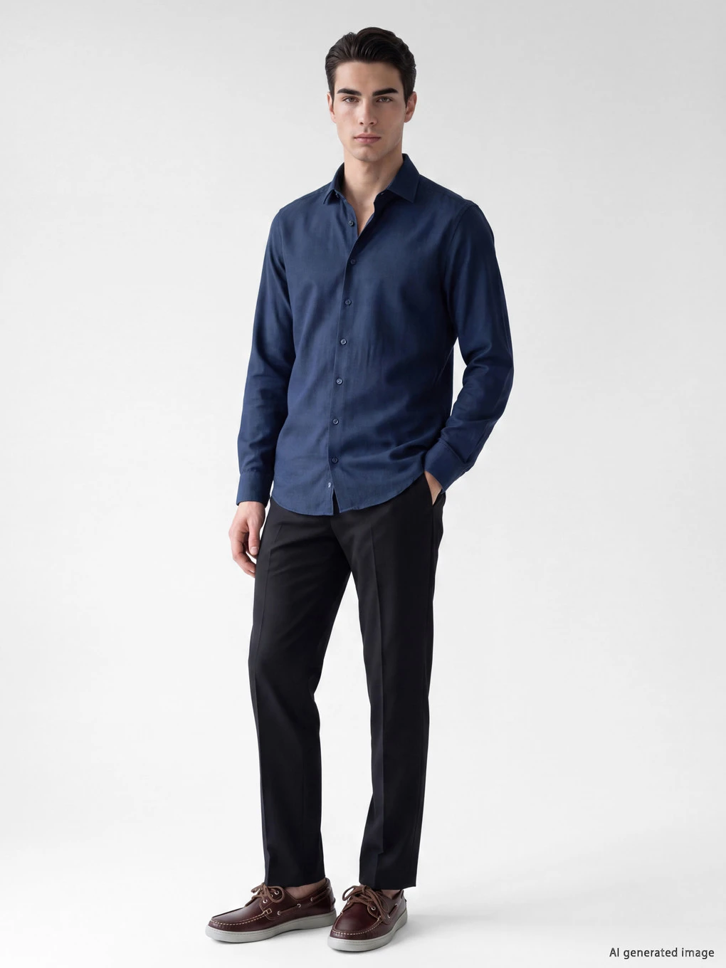 LCW BUSINESS Slim Fit Muška Košulja Od Dobi Tkanine