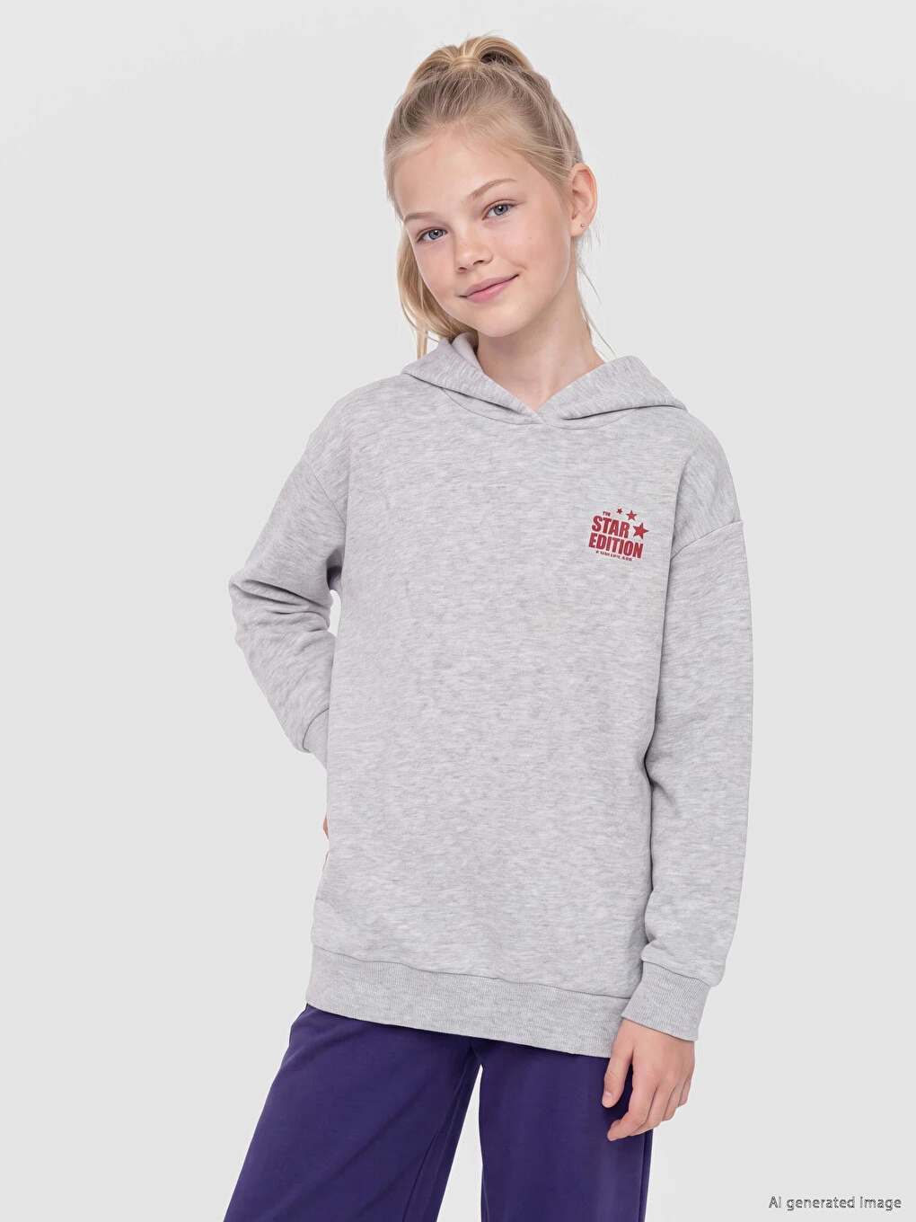 LCW Kids Debela Štampana Dukserica Sa Kapuljačom Za Devojčice