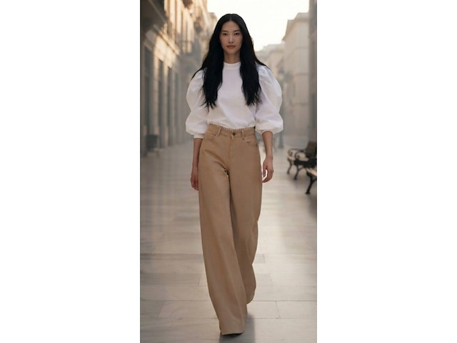ZARA Ženske Široke Pantalone (Kao Nove)38 -CAME