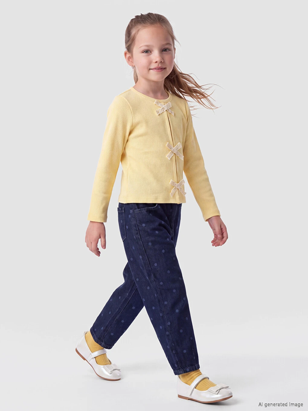 LCW Kids Balloon Fit Teksas Pantalone Sa Tufnicama Za Devojčice