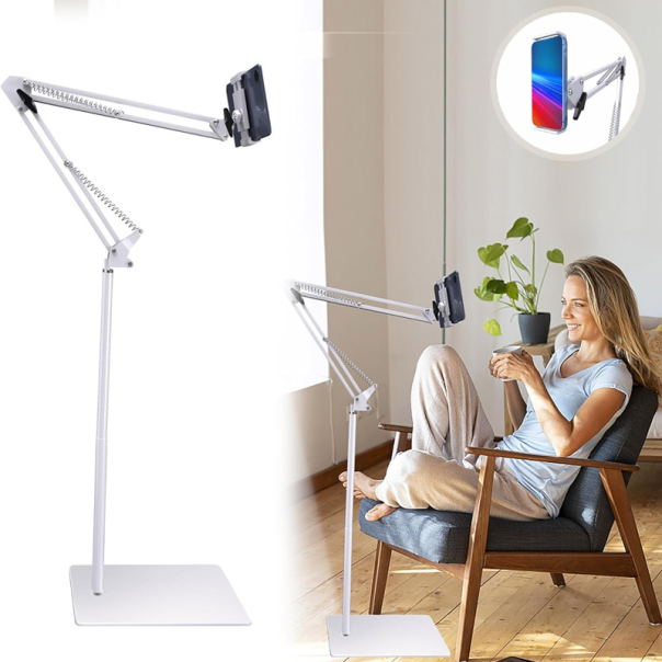 Univerzalni podni stalak za mobilni telefon 175 cm beli