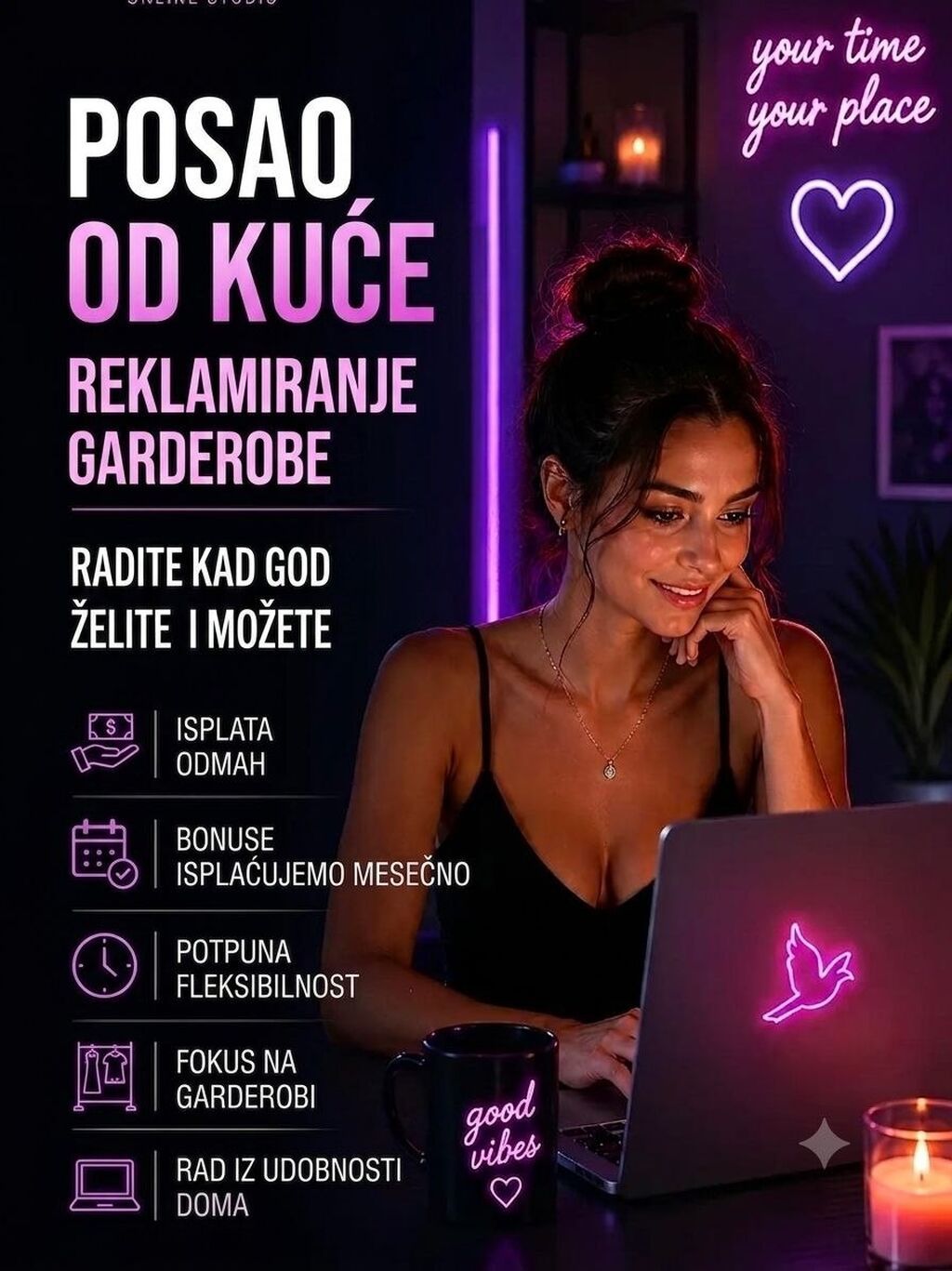 Posao od kuće – reklamiranje garderobe Opis: - Online angažman