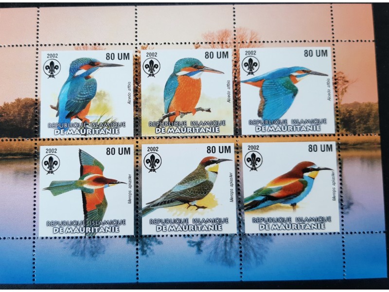 Blok 124 Mauritanija 2003g Ptice cisto