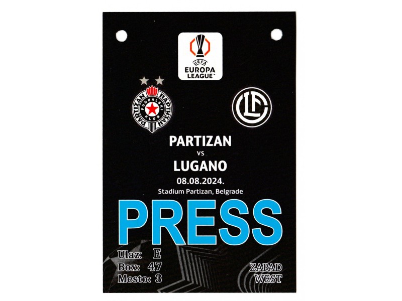 2024, PARTIZAN - LUGANO! PRESS akreditacija.