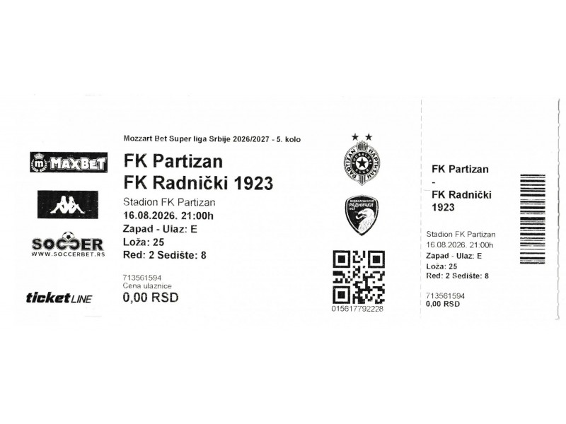 2026_08 PARTIZAN - RADNIČKI KRAGUJEVAC! Tekuća sezona.