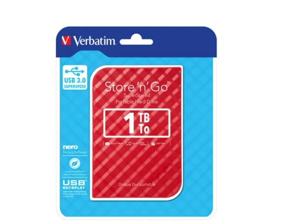 HDD E2.5'' Verbatim 1TB USB 3.0 StorenGo 53203, Red