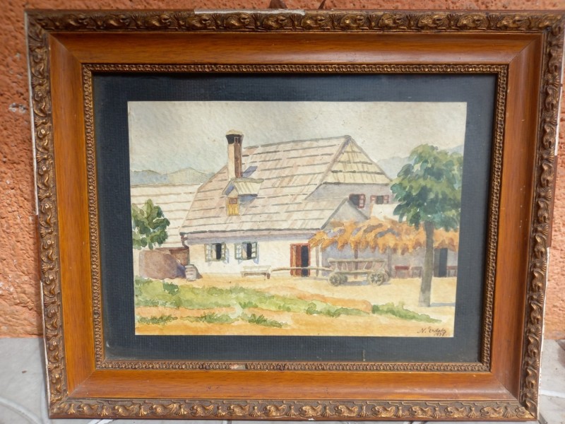 N. Erdélyi (1937) - Originalni akvarel "Salaš"