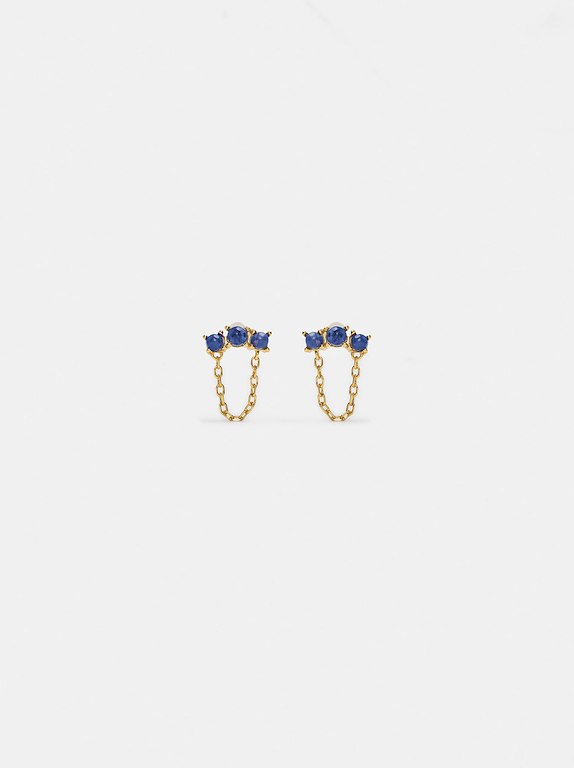 EARRINGS WITH STONES 18K GOLD-PLATED - 925 STERLING SILVER