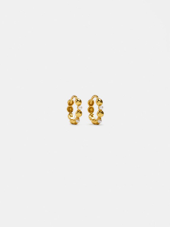 HOOP EARRINGS WITH FRESHWATER PEARLS 18K GOLD-PLATED - 925 STERLING SILVER