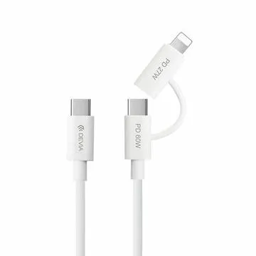DEVIA EC404 SMART 2-IN-1 FAST CHARGING/DATA USB-C CABLE - 1.2M - WHITE