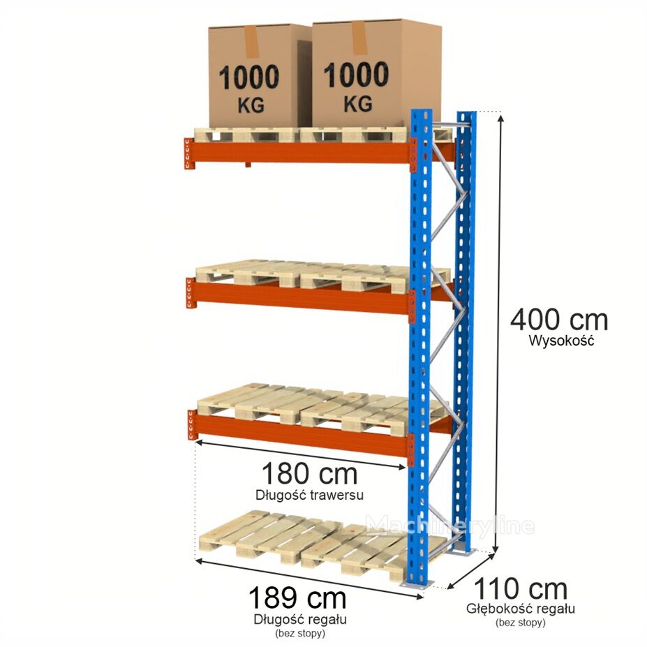 Mega-M Mega-M XR H-400 cm L-189 cm moduł dostawny 2000 kg nośność paletni regal