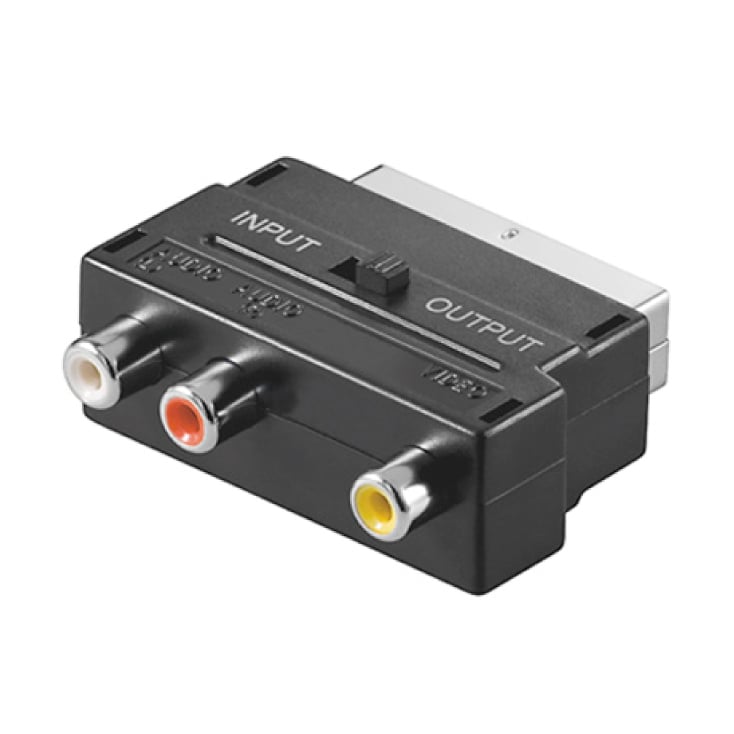 SCART adapter na 3 RCA sa prekidačem crni V49S