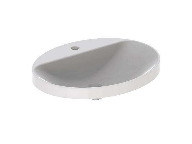 LAVABO UGRADNI U RAVNU PLOČU OVALNI 600X480 NEMA PRELIV SLAVINA NA LAVABOU - GEBERIT