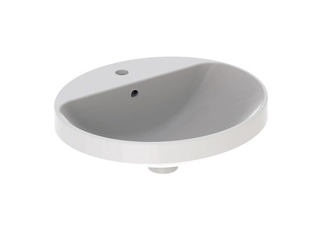 LAVABO UGRADNI U RAVNU PLOČU OVALNI 500X450 IMA PRELIV SLAVINA NA LAVABOU - GEBERIT