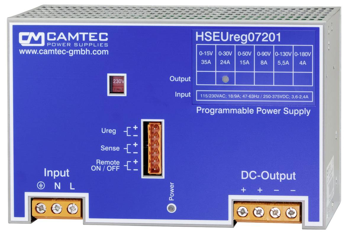 Camtec HSEUREG07201.130(R2) napajanje za DIN šinu 90 V/AC, 250 V/DC → 130 V 720 W