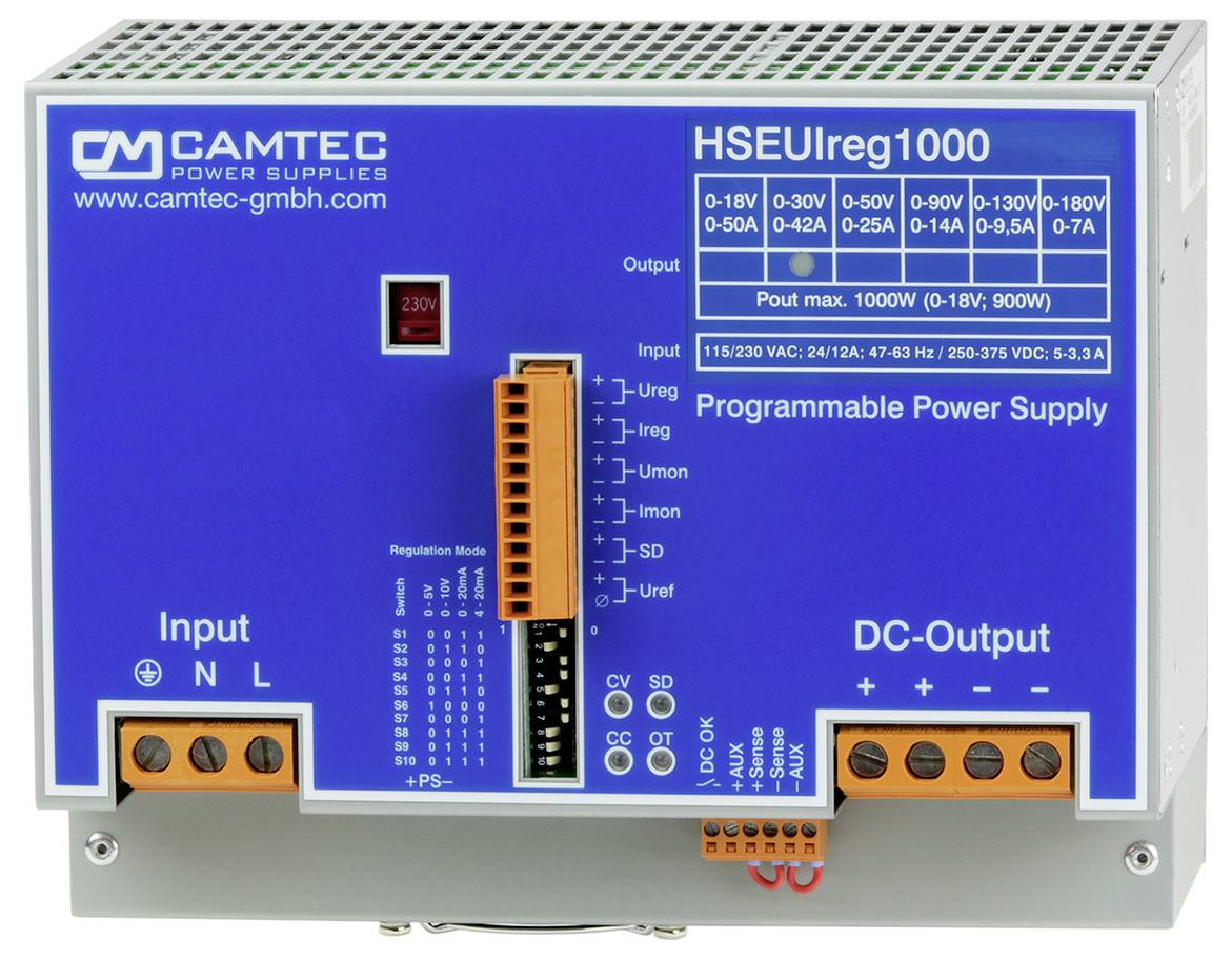 Camtec HSEUIREG10001.090(R2) napajanje za DIN šinu 90 V/AC, 250 V/DC → 90 V 1,008 W
