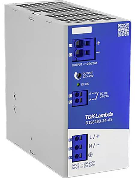 TDK-Lambda D1SE480-24-A5 napajanje za DIN šinu 90 V/AC, 93 V/DC → 22,5 V 480 W Push-I stezaljka