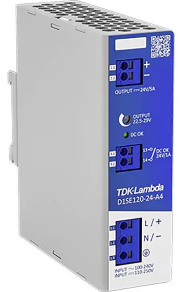 TDK-Lambda D1SE120-24-A4 napajanje za DIN šinu 90 V/AC, 93 V/DC → 22,5 V 120 W Push-I stezaljka