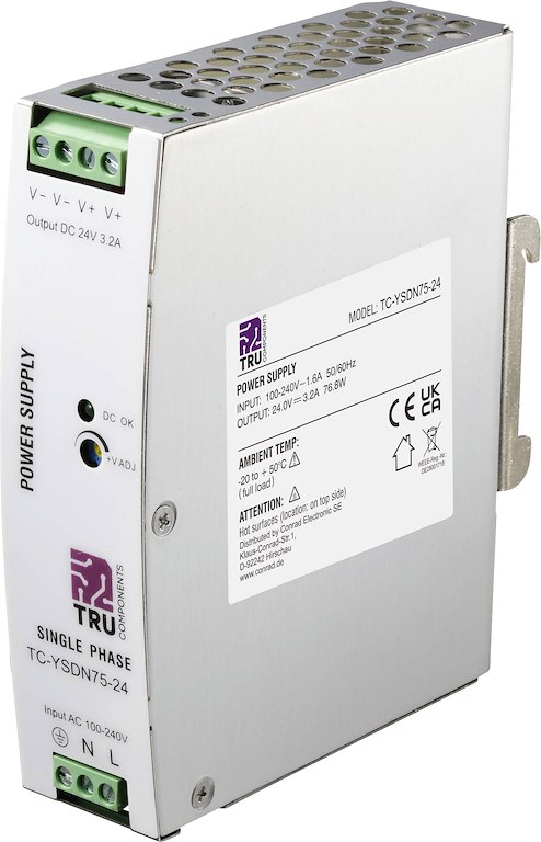 TRU COMPONENTS TC-YSDN75-24 napajanje za DIN šinu 100 V/AC → 24 V/DC 3,2 A 76,8 W