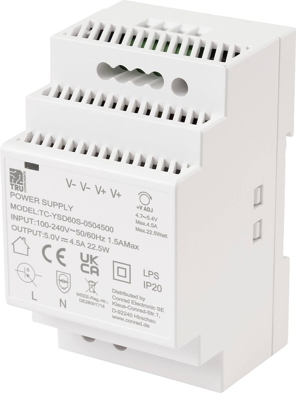 TRU COMPONENTS TC-YSD60S-0504500 napajanje za DIN šinu 5 V/DC 4,5 A 22,5 W