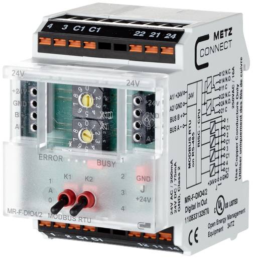 Metz MR-F-DIO4/2 Modbus RTU napajanja za din šinui 24 V/AC, 24 V/DC 200 mA 2 x