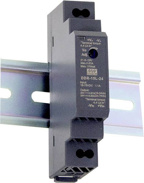 MEAN WELL DDR-15G-5 DC/DC pretvarač za DIN šinu 9-36 V/DC → 5 V/DC 3 A