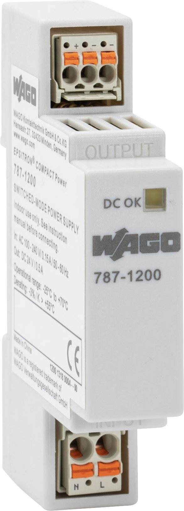 WAGO 787-1200 napajanje za DIN šinu 100 V/AC, 140 V/DC → 24 V/DC 0,5 A