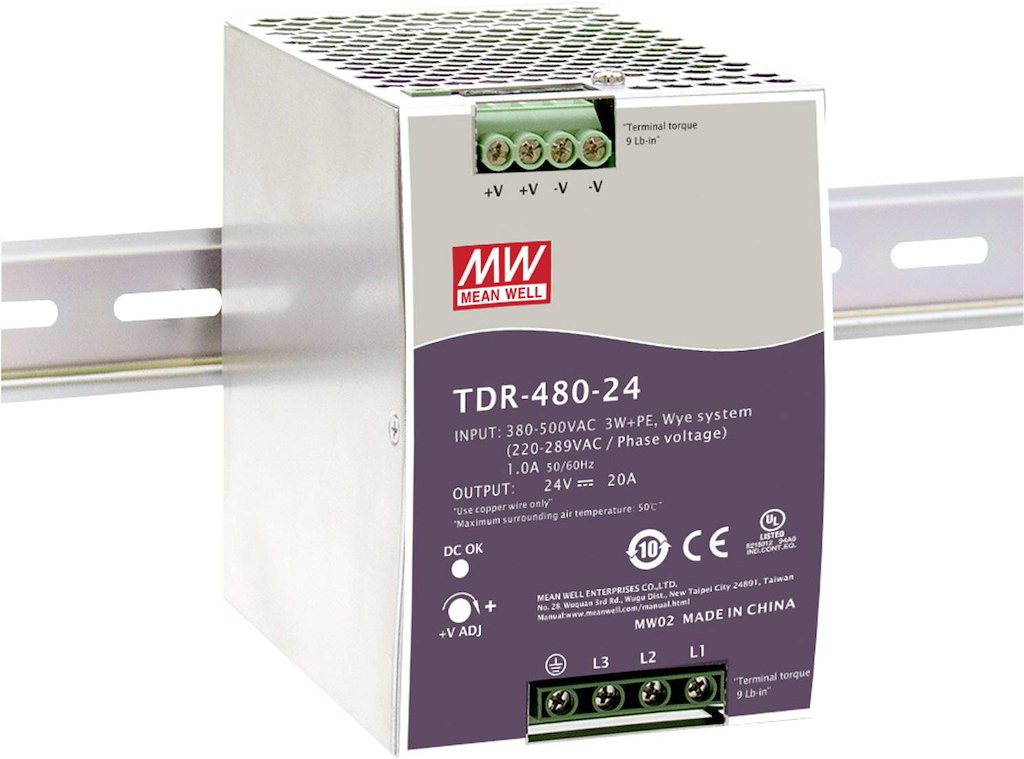 MEAN WELL TDR-480-24 napajanje za DIN-šina DC/DC 340 V/AC, 480 V/DC → 1 V 20 A 480 W