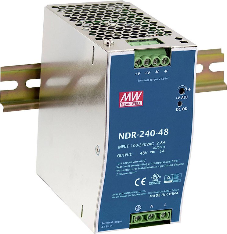 MEAN WELL NDR-240-24 napajanje za DIN šinu 90 V/AC → 24 V/DC 10 A