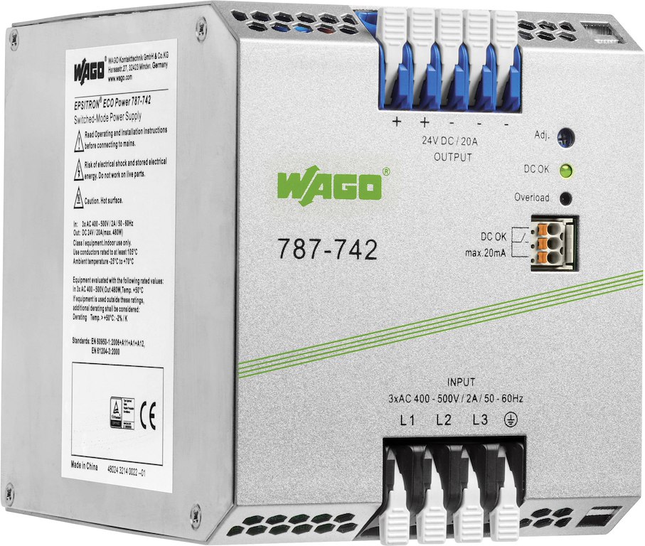WAGO 787-742 napajanje za DIN šinu 24 V 20 A 480 W
