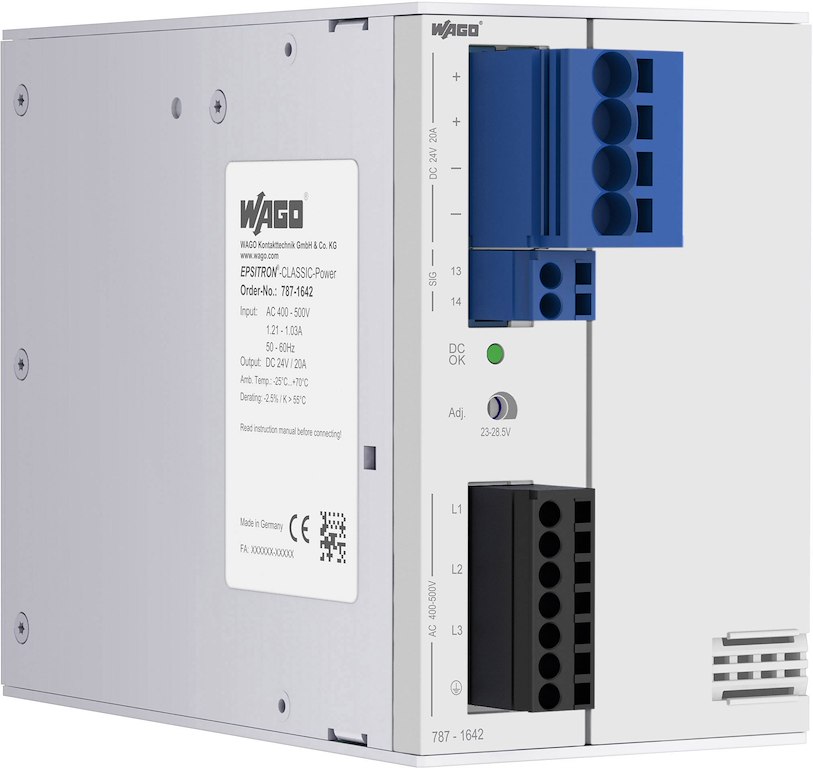WAGO 787-1642 napajanje za DIN šinu 24 V 20 A 480 W