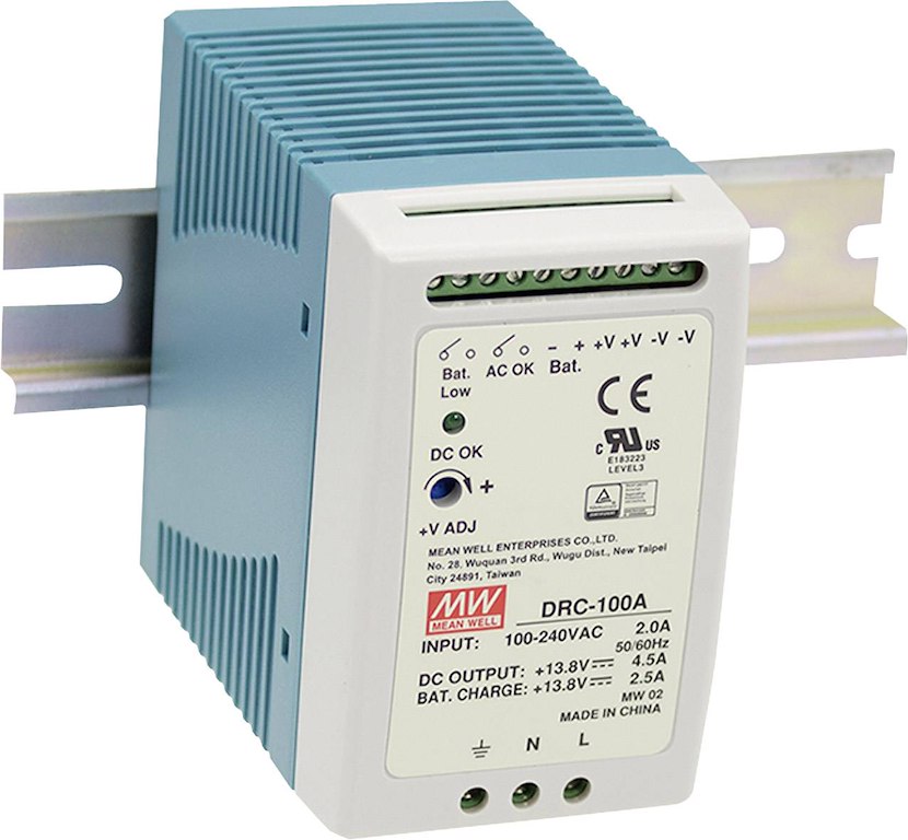 MEAN WELL DRC-100A napajanje za DIN šinu 90 V/AC → 13,8 / 13,8 V 13,8 V/DC 4,5 A
