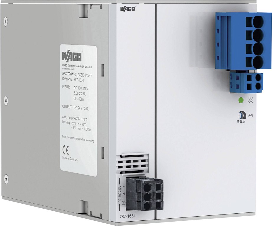 WAGO napajanje za DIN šinu 85 V/AC → 24 V/DC 20 A 570 W