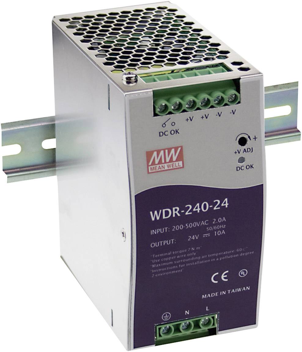 MEAN WELL WDR-240-24 napajanje za DIN šinu 200 V/AC → 24 V/DC 10 A