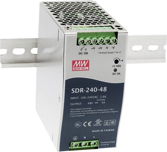 MEAN WELL SDR-240-24 napajanje za DIN šinu 90 V/AC → 24 V/DC 10 A