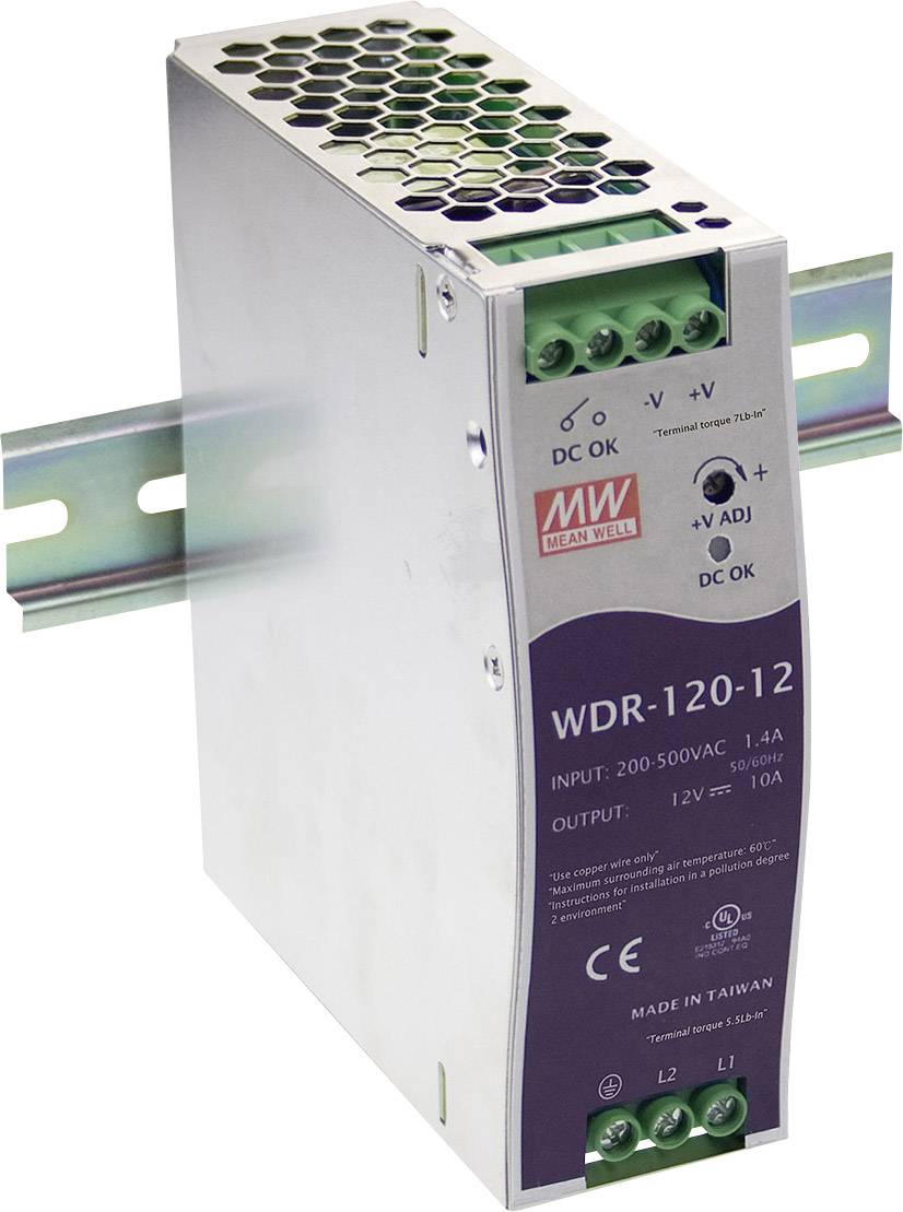 MEAN WELL WDR-120-24 napajanje za DIN šinu 180 V/AC → 24 V/DC 5 A