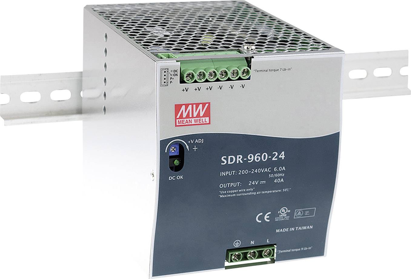MEAN WELL SDR-960-48 napajanje za DIN šinu 180 V/AC → 48 V/DC 20 A