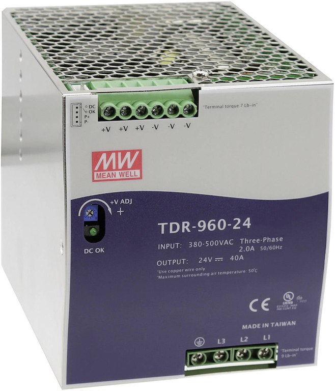 MEAN WELL TDR-960-24 napajanje za DIN šinu 340 V/AC → 24 V/DC 40 A