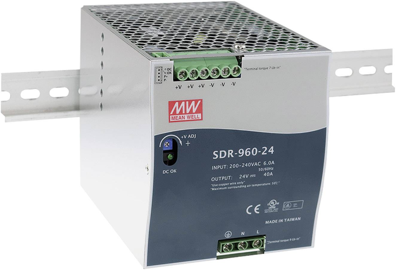 MEAN WELL SDR-960-24 napajanje za DIN šinu 180 V/AC → 24 V/DC 40 A