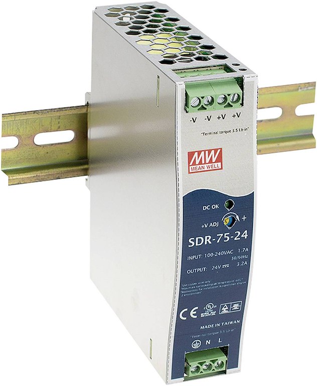 MEAN WELL SDR-75-12 napajanje za DIN šinu 90 V/AC → 12 V/DC 6,3 A