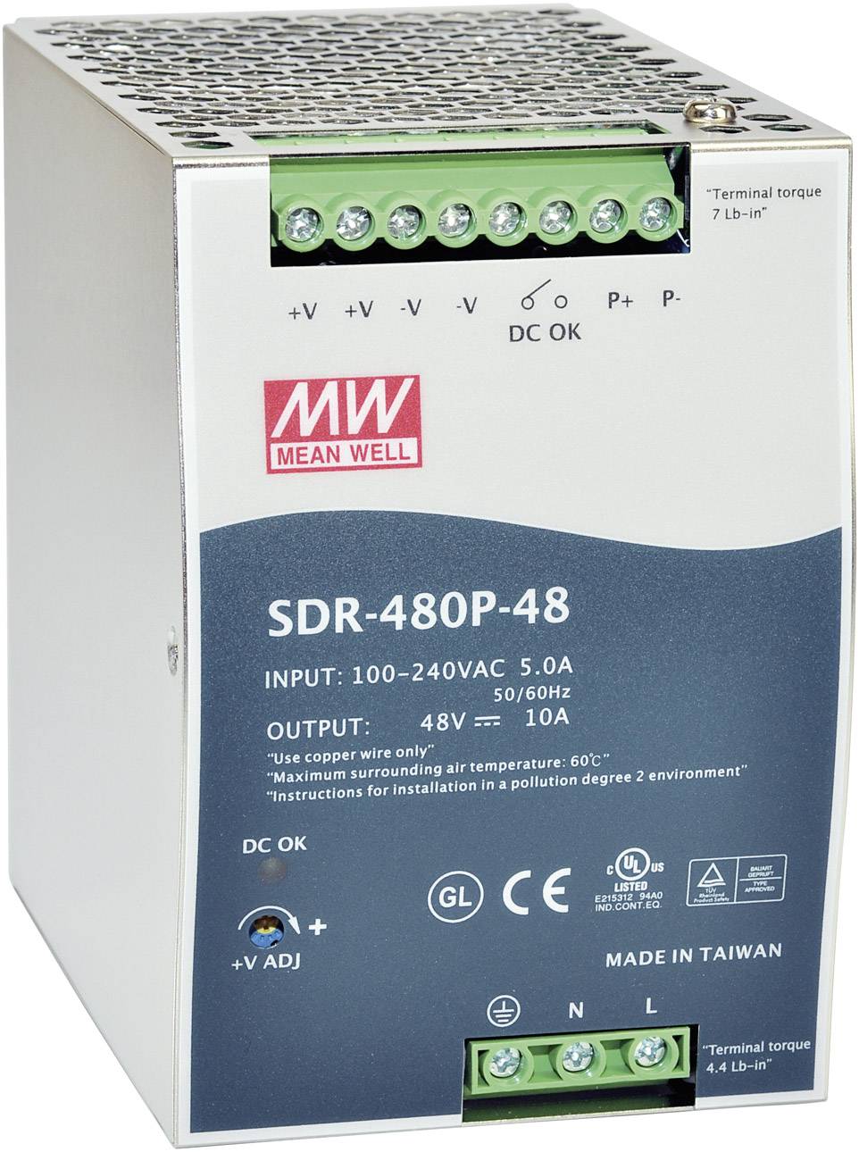 MEAN WELL SDR-480P-24 napajanje za DIN šinu 90 V/AC → 24 V/DC 20 A