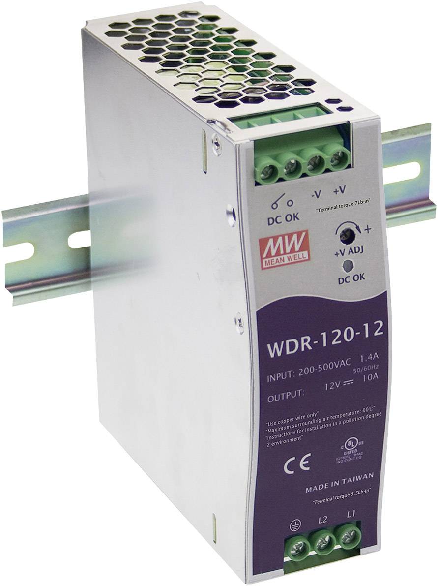MEAN WELL WDR-120-12 napajanje za DIN šinu 180 V/AC → 12 V/DC 10 A