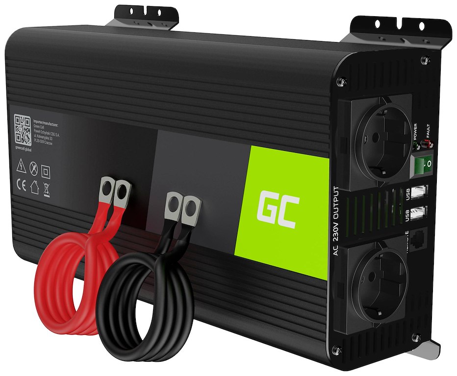 Green PRO INVGC09 inverter 12 V → 230 V 1000 W 2000 W