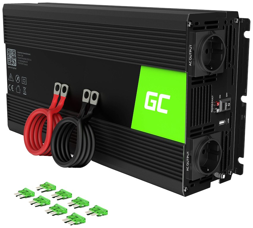 Green INV25 inverter 12 V → 230 V 1500 W 3000 W