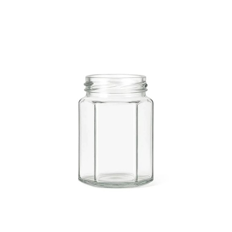 Šestaugaona tegla 280ml staklena HEXA, bez poklopca - 143129
