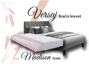Versaj Bračni Krevet 216X164X108 cm - Sivi + Madison Dušek za Bračni krevet 160x200 cm
