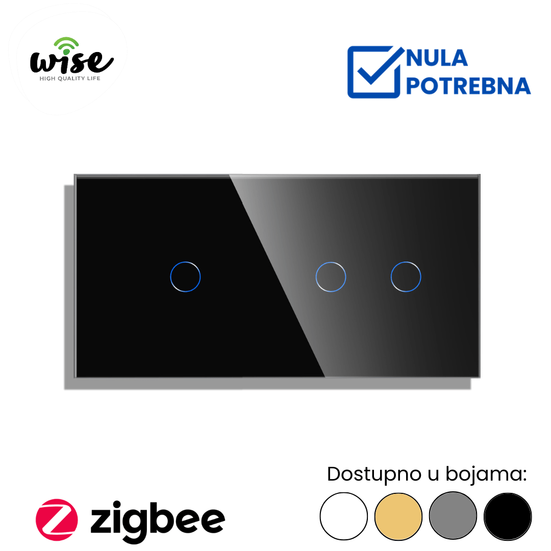 Wise pametni Zigbee prekidač
1t + 2t, staklo
