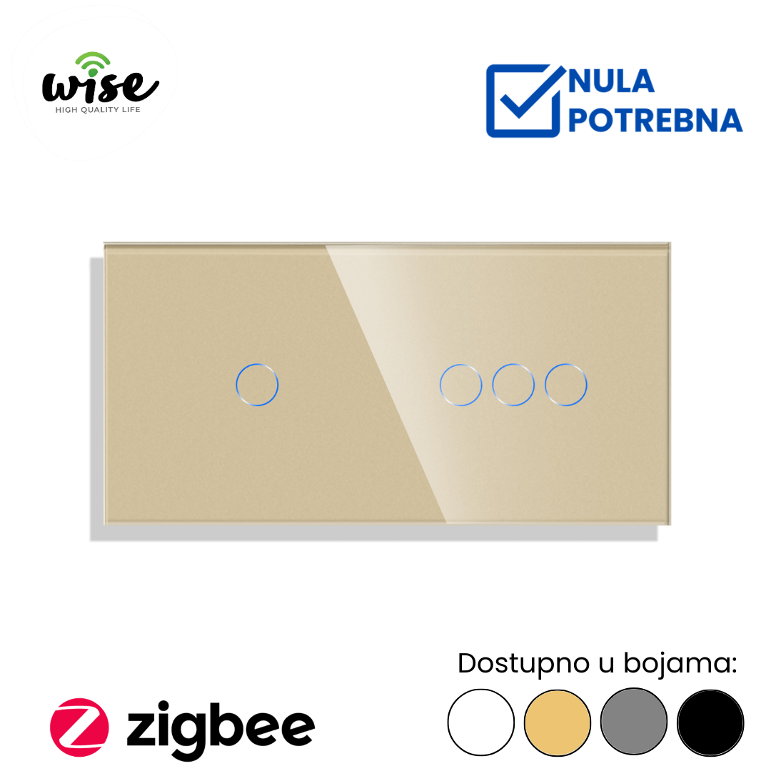 Wise pametni Zigbee prekidač
1t + 3t, staklo