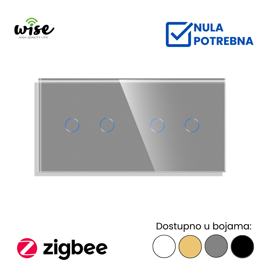 Wise pametni Zigbee prekidač
2t + 2t, staklo